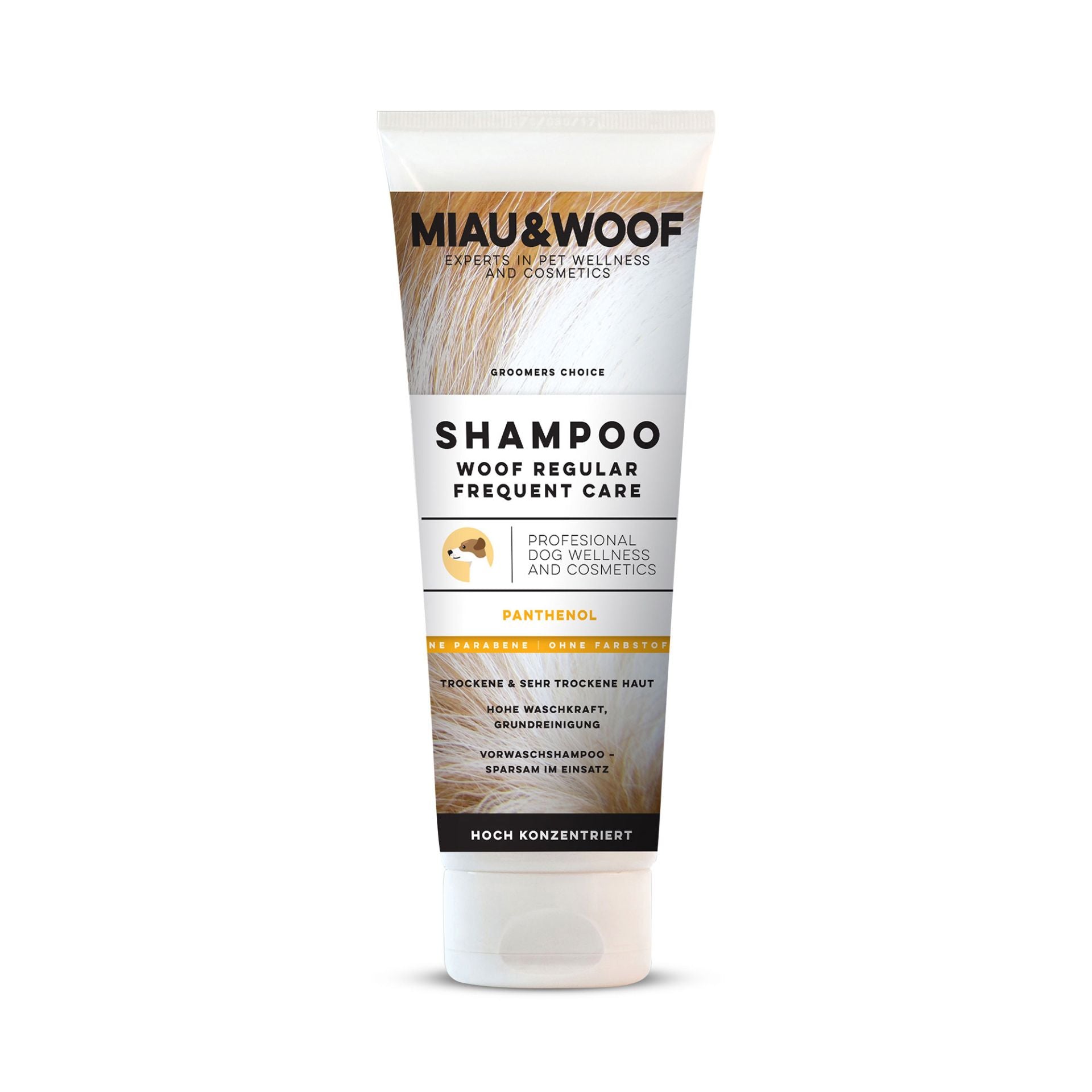 Woof Regular Frequent Care Tube 250ml pre-wash shampoo with panthenol